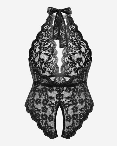 Plus Size Lace Halter Teddy – ShySilk